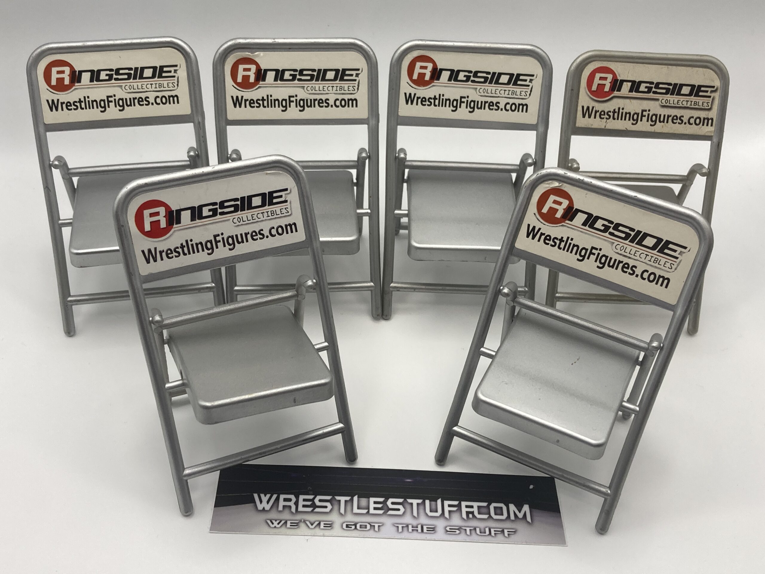 Six Silver Ringside Chairs Lot - WrestleStuff.com